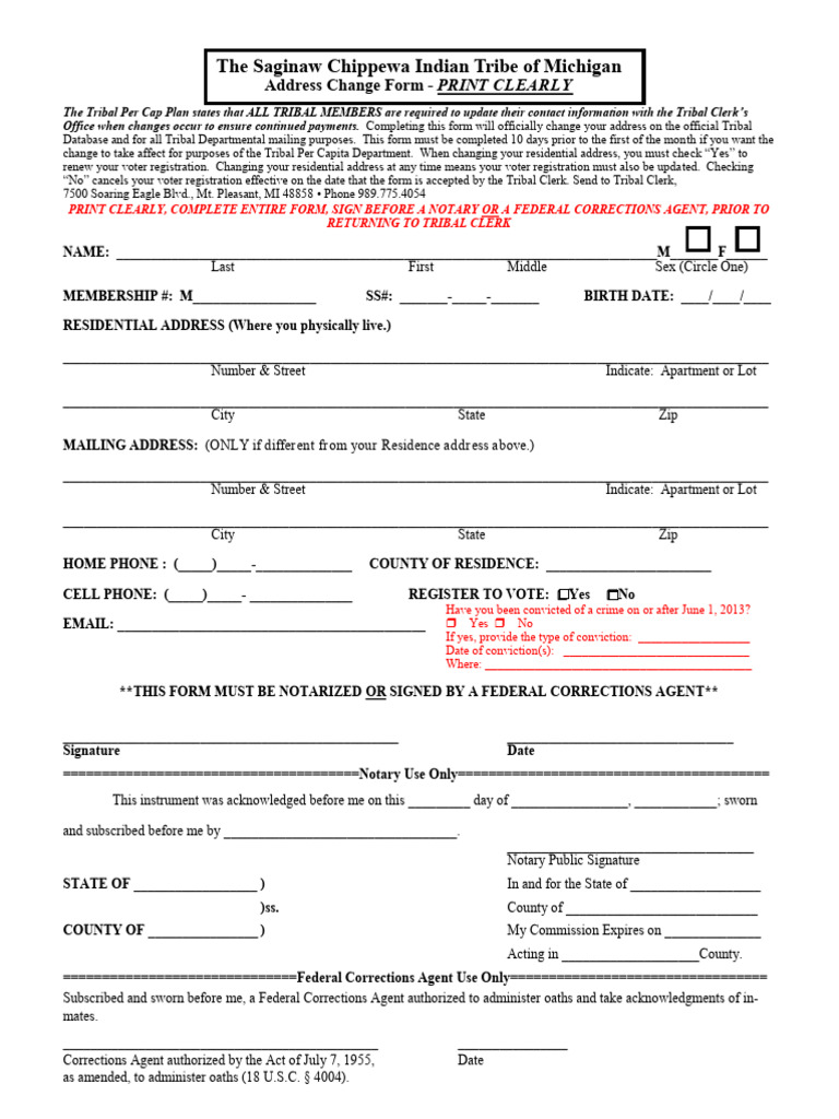 Address Change Form (Legal Revised 12-3-21) | PDF | Voter Registration ...