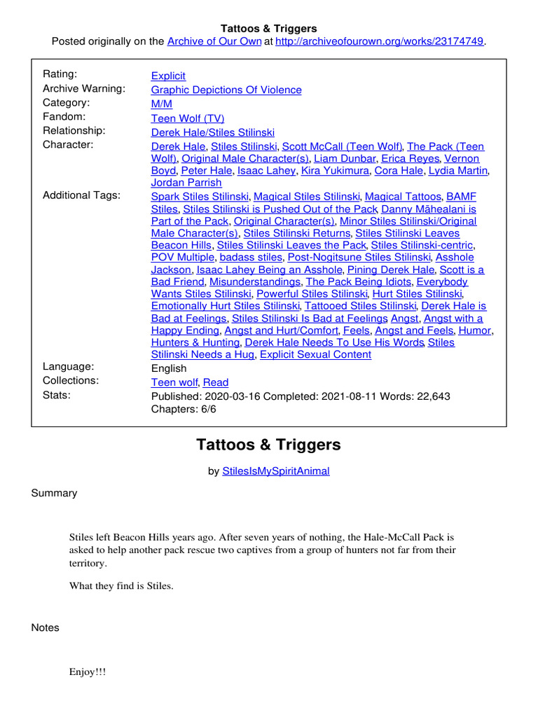 Tattoos Triggers | PDF
