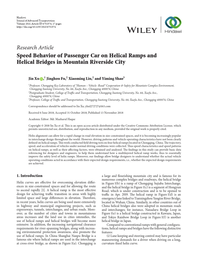 Speed Behavior of Passenger Car On Helical Ramps A | PDF | Interchange ...