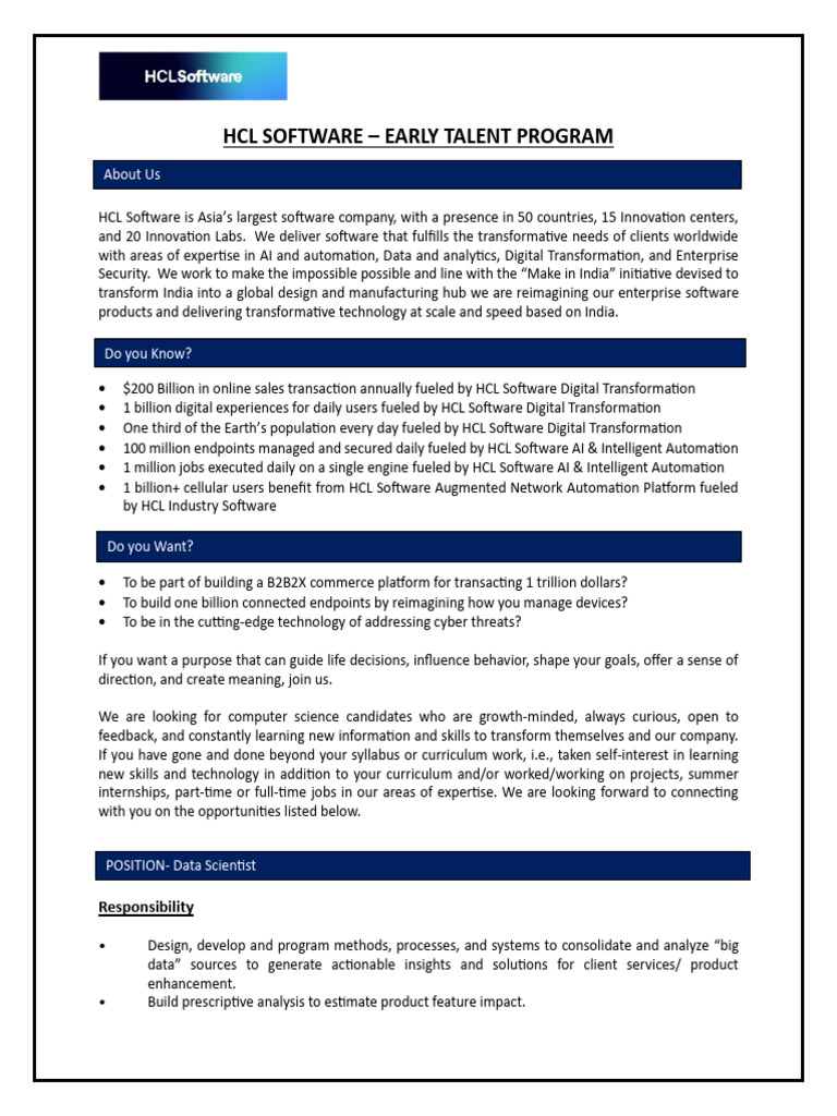 Jd Data Scientist 1 Pdf Data Analysis Data