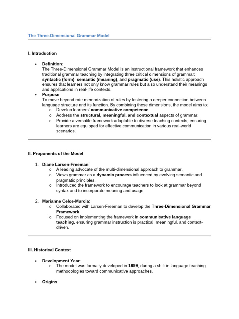 Three-Dimensional Grammar Model Guide | PDF | Semantics | Word
