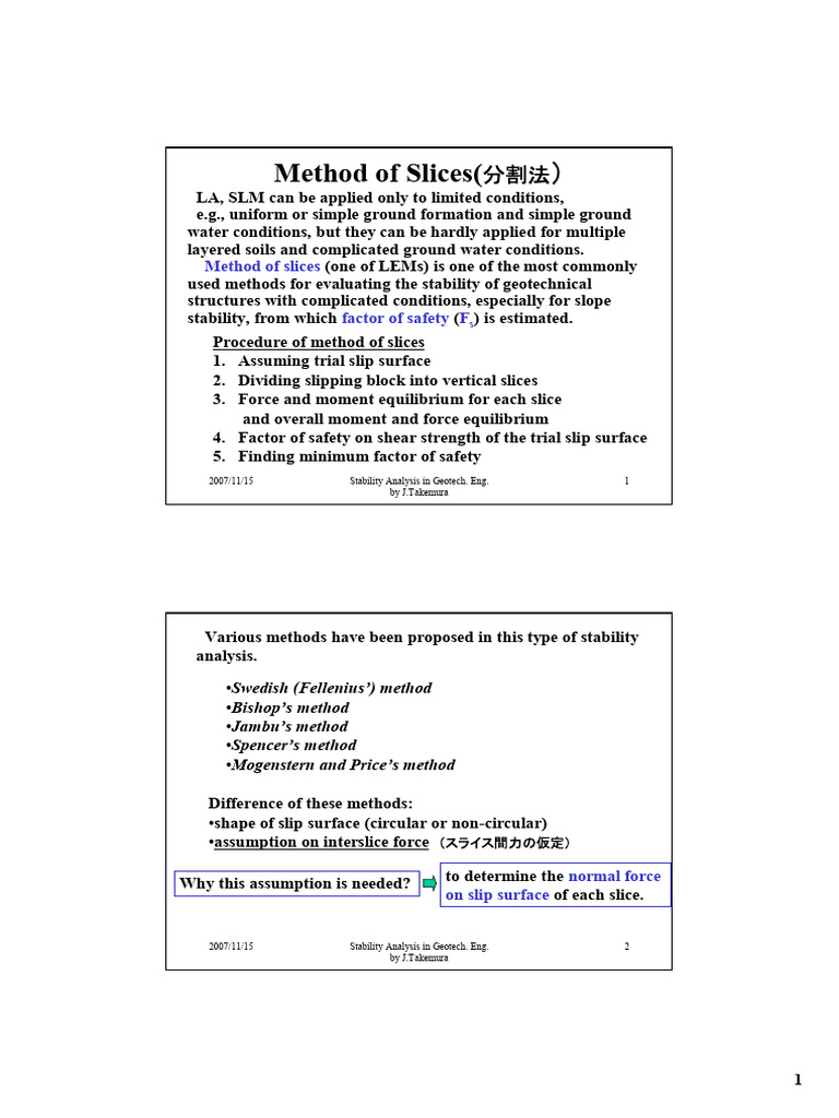 Method of slices | PDF | Applied And Interdisciplinary Physics | Soil Mechanics
