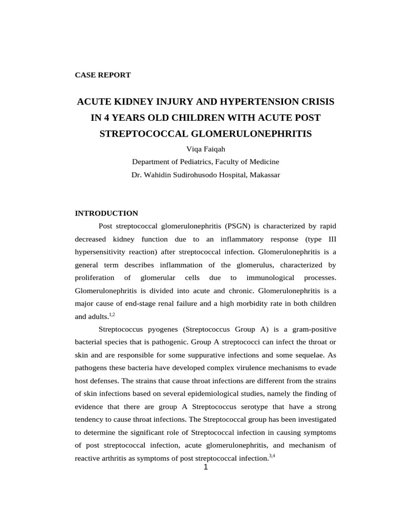 (english) Case Report GNAPS | PDF | Streptococcus | Hypertension