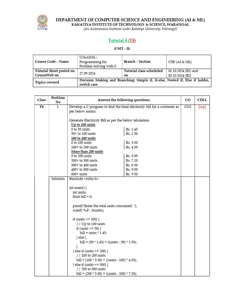 1CSM1 PPSC T4 Week4 2024 25 Solutions | PDF | Computer Programming | Mathematics