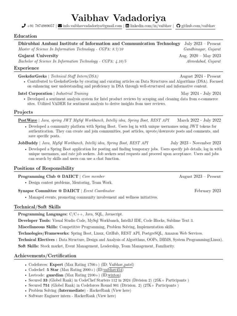 Vaibhav_SDE_Resume | PDF | Computer Programming | Information Technology