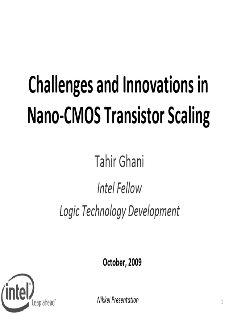 Nano-CMOS Scaling: Challenges & Innovations | PDF | Mosfet | Cmos