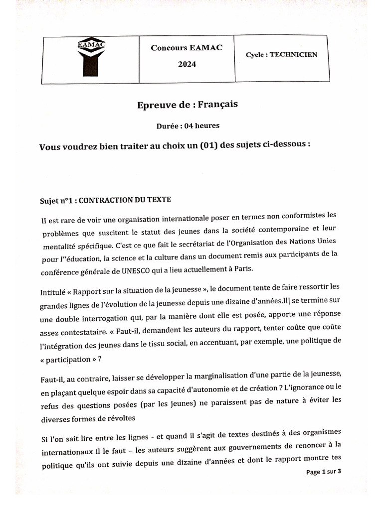 EAMAC (Technicien 2024) - 1 | PDF