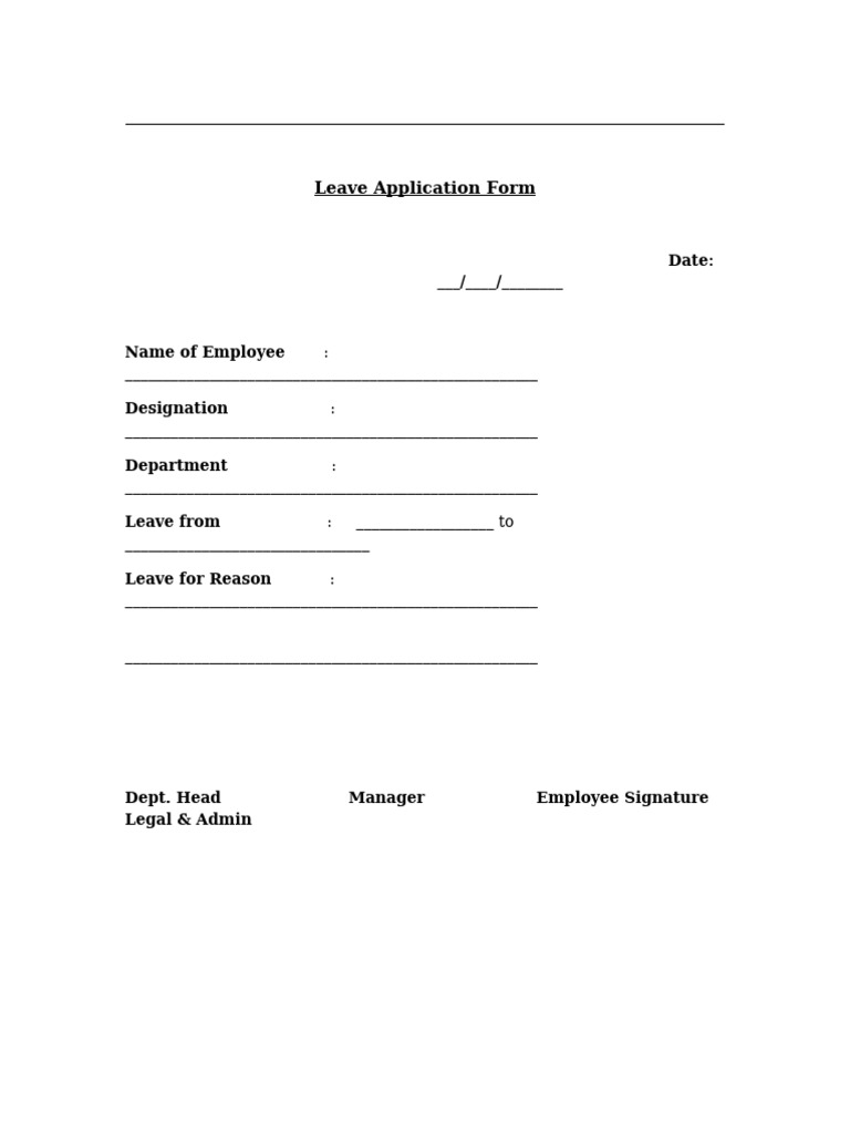 Hotel Leave Application Form | PDF