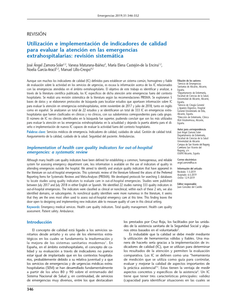 Utilización e implementación de indicadores de calidad para evaluar la atención en las ...