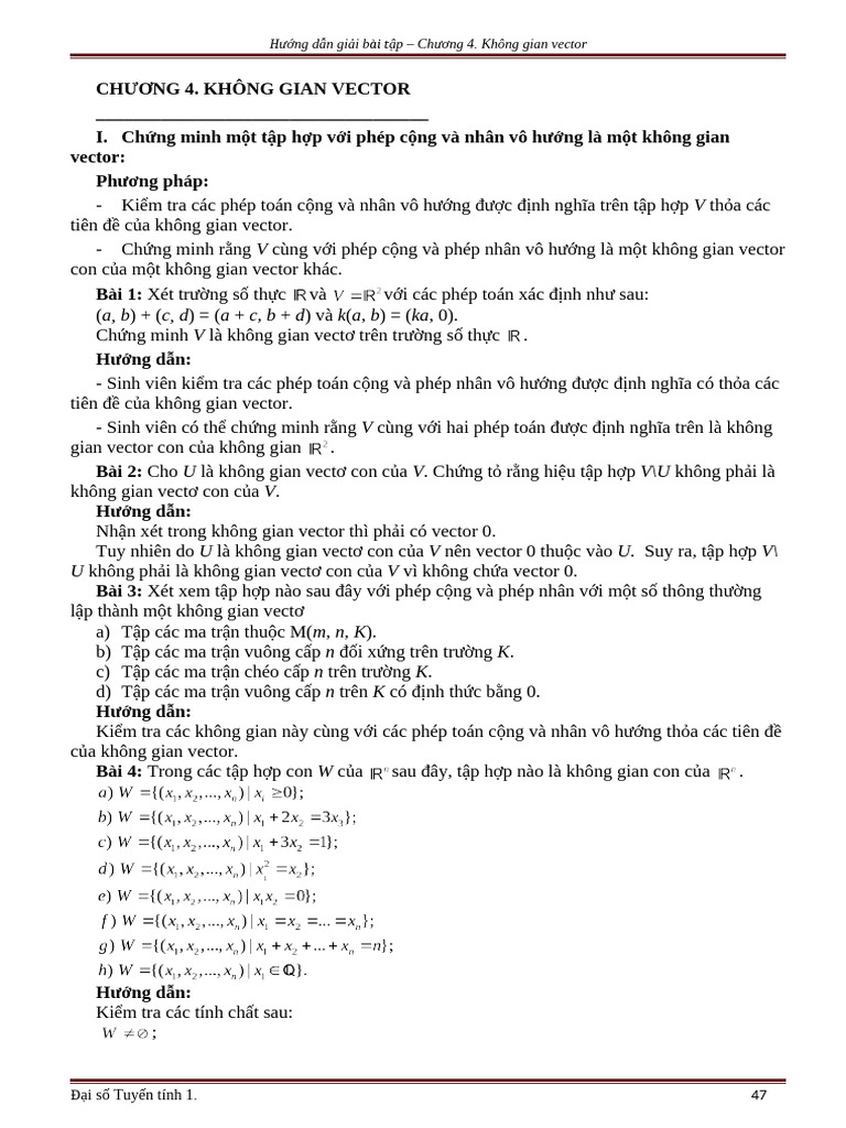 A 0 Ng 4 Khong Gian Vector Ph Ng Phap Ch | PDF