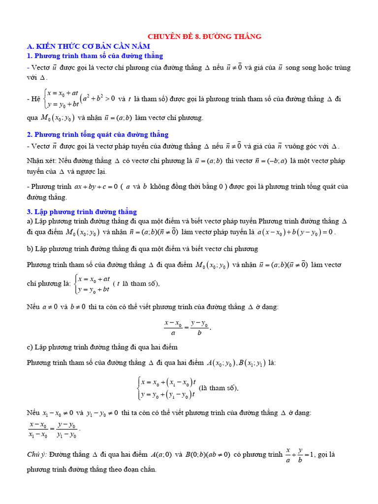 Chuyen de Toan Thuc Te Phuong Phap Toa Do Trong Mat Phang Mon Toan 10 | PDF