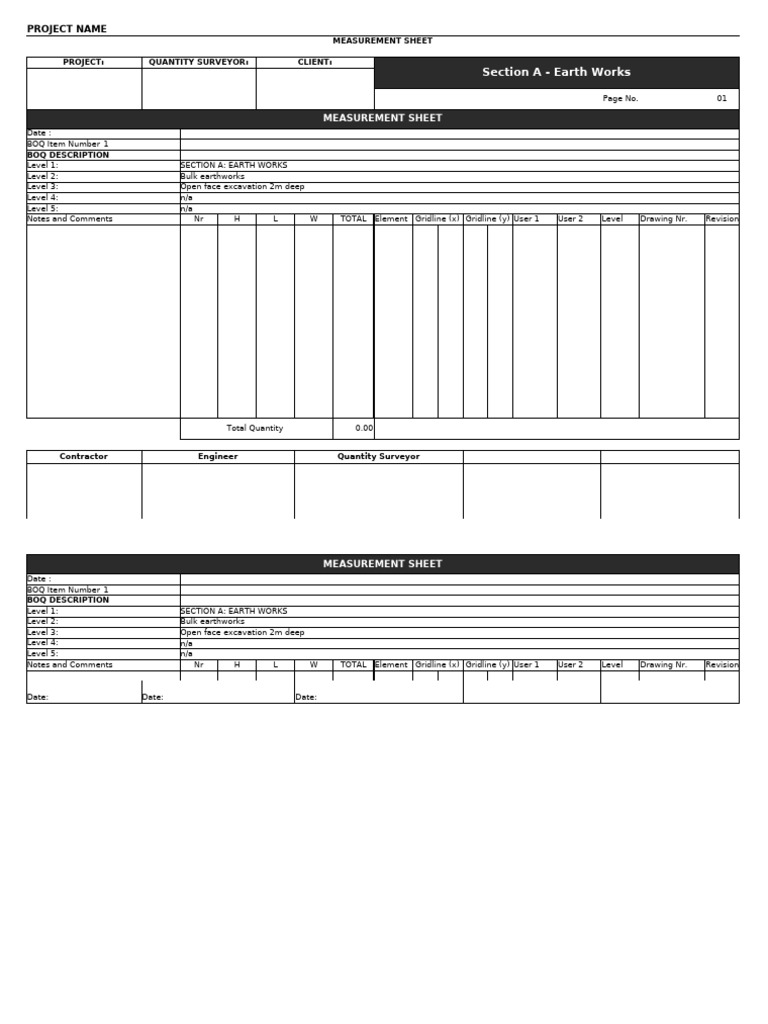 08-Earthwork-measurement-sheet-new | PDF
