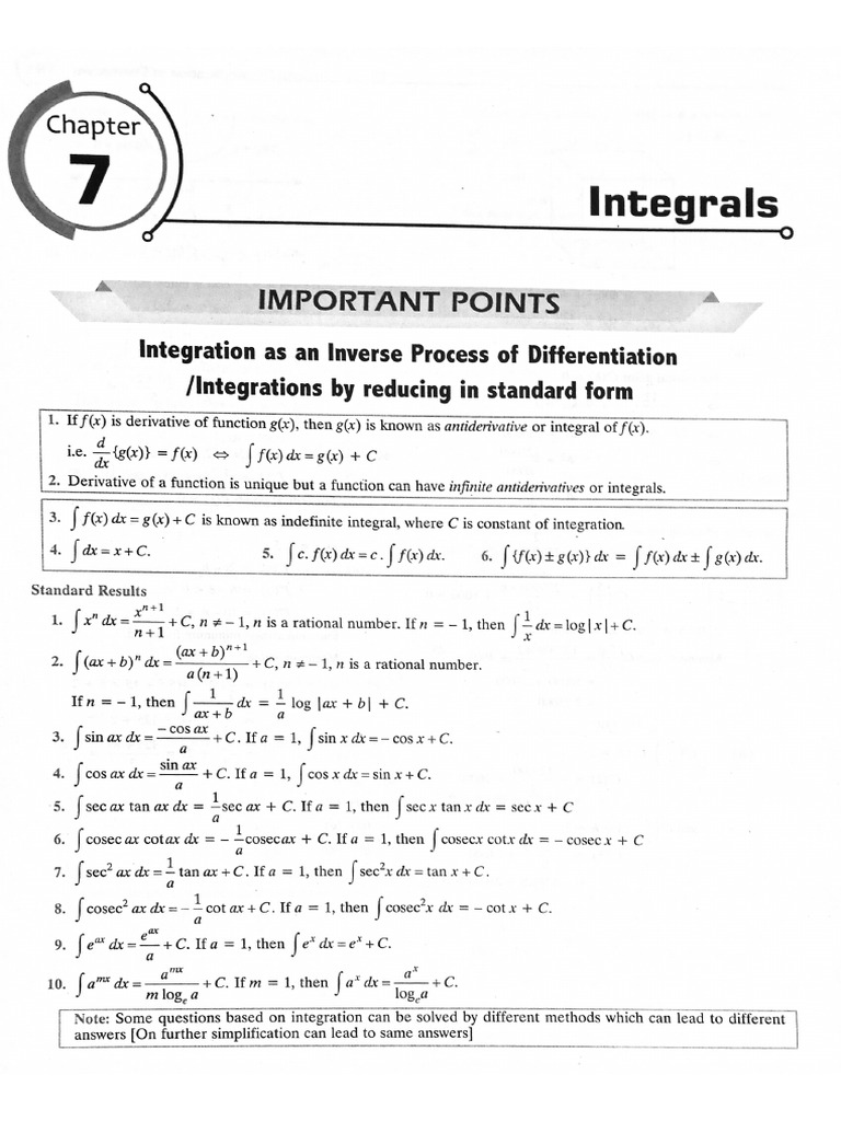 Chapter 7 Integrals | PDF