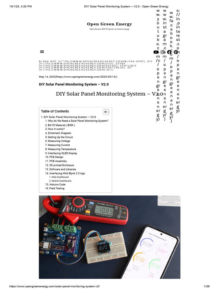 DIY Solar Panel Monitoring System - V2.0 - Open Green Energy | PDF ...