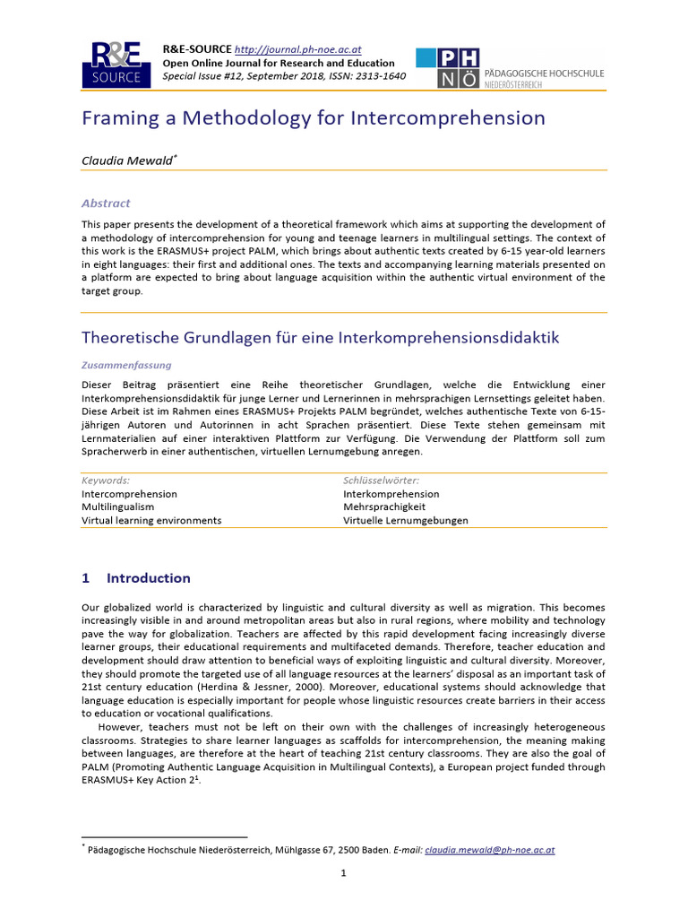 Framing A Methodology For Intercomprehension | PDF | Reading ...