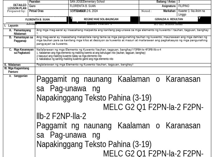 DLL Filipino Q1 W6 | PDF