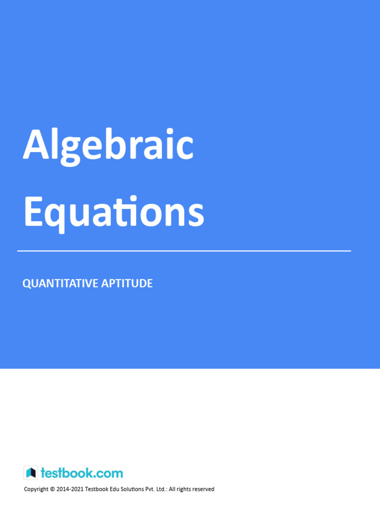 Algebraic Equations - Study Notes | PDF | Equations | Quadratic Equation