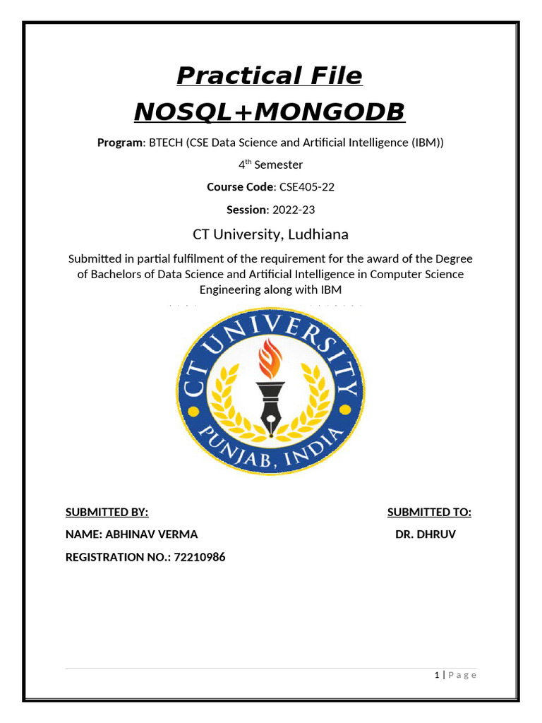 Jagadish MongoDB - Practical - File | PDF | Mongo Db | Database Index