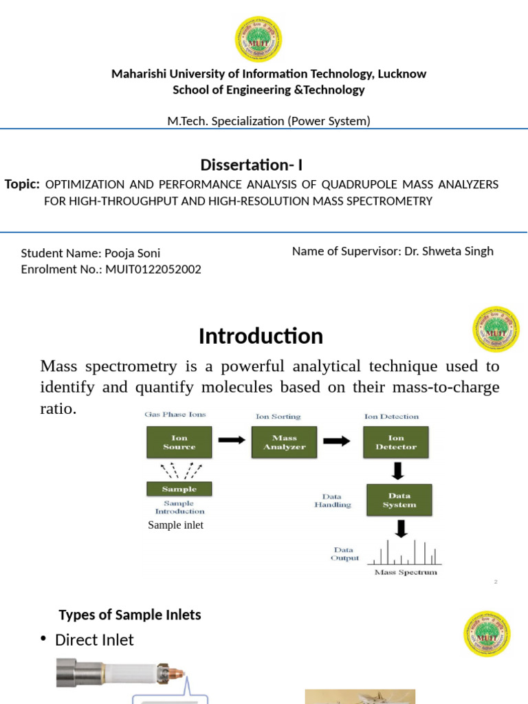 M.tech Dissertation- Pooja Soni | PDF | Mass Spectrometry | Laboratory Techniques