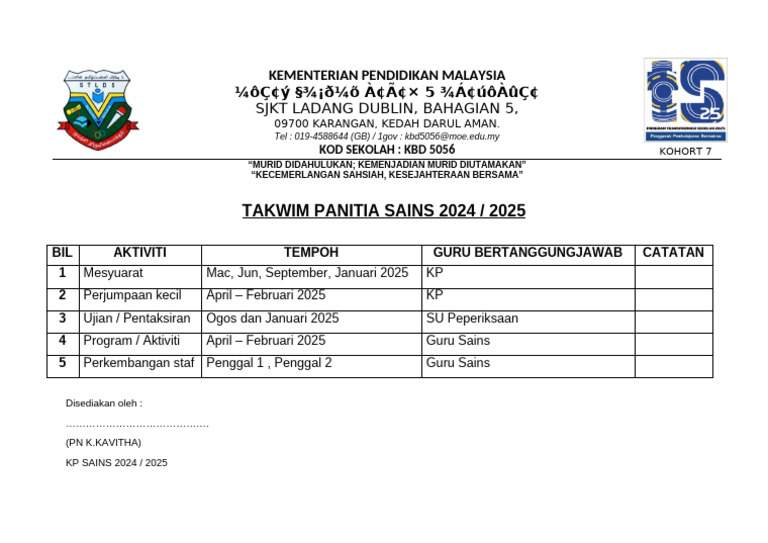 takwim panitia sns 2024 | PDF