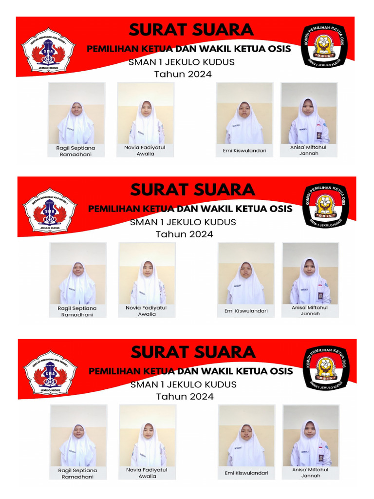 Kartu Suara Simulasi Pilketos P5 | PDF