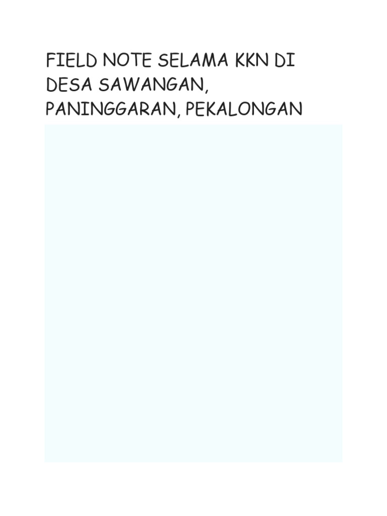 Contoh Field Note (Catatan Lapangan) KKN | PDF