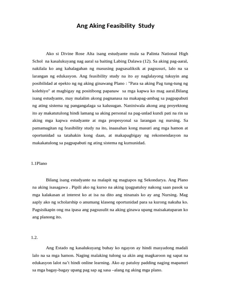 Ang Aking Feasibility Study | PDF