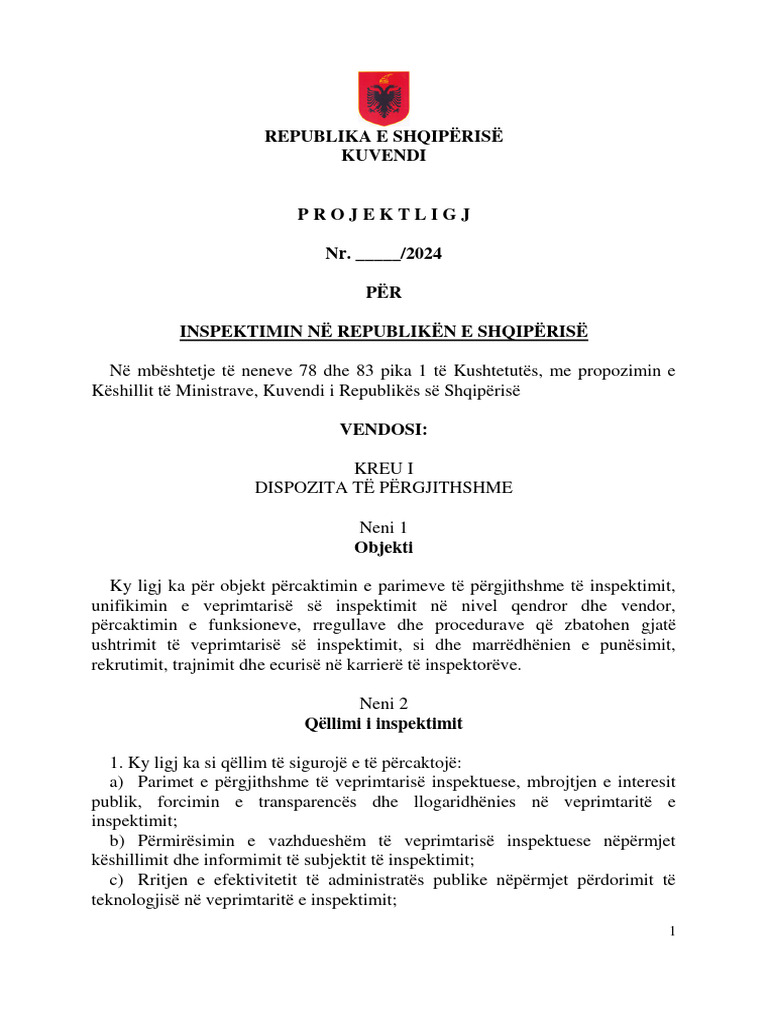 Ligji Inspektimit | PDF