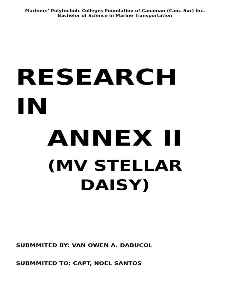 Annex 2 MV Stellar Daisy | PDF