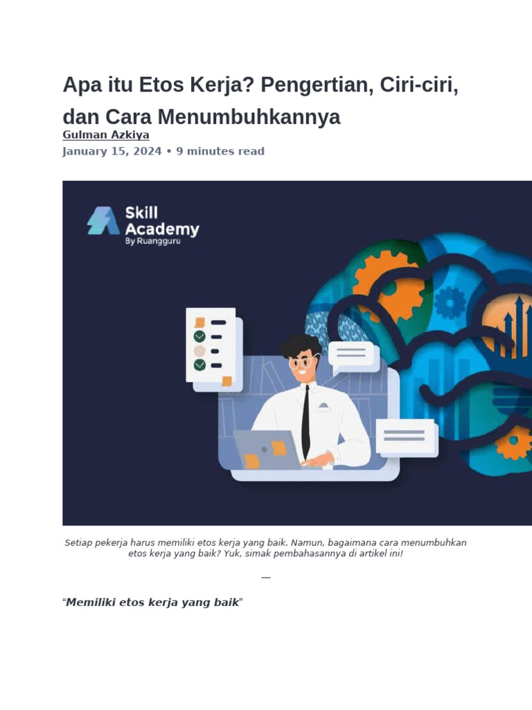 Apa itu Etos Kerja | PDF