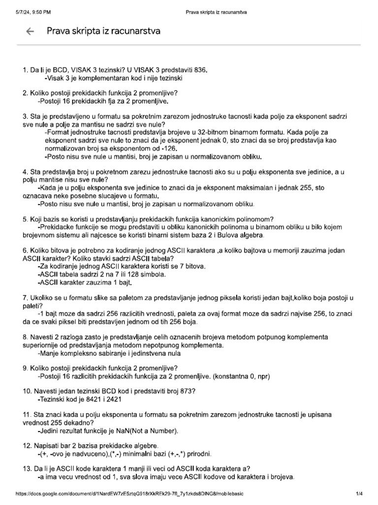 Prava Skripta Iz Racunarstva | PDF