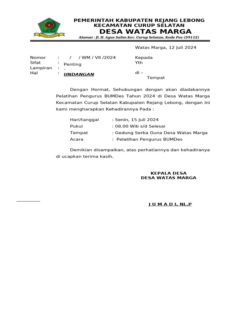 Undangan Pelatihan | PDF