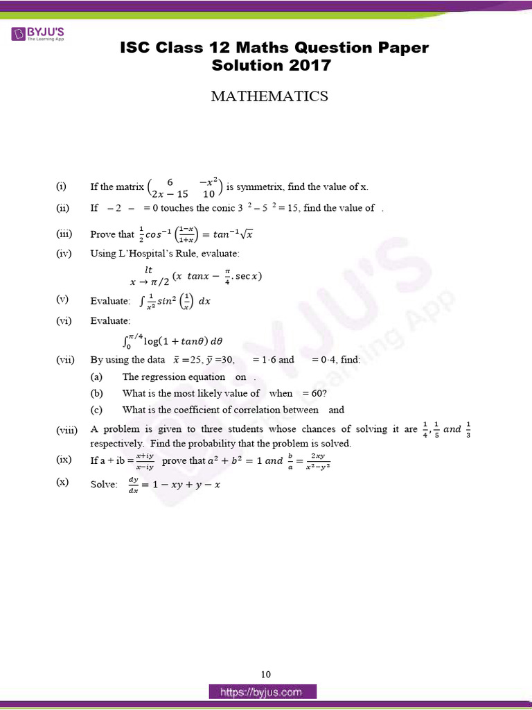 ISC Class 12 Maths Question Paper Solution 2017 | PDF | Matrix (Mathematics) | Euclidean Vector