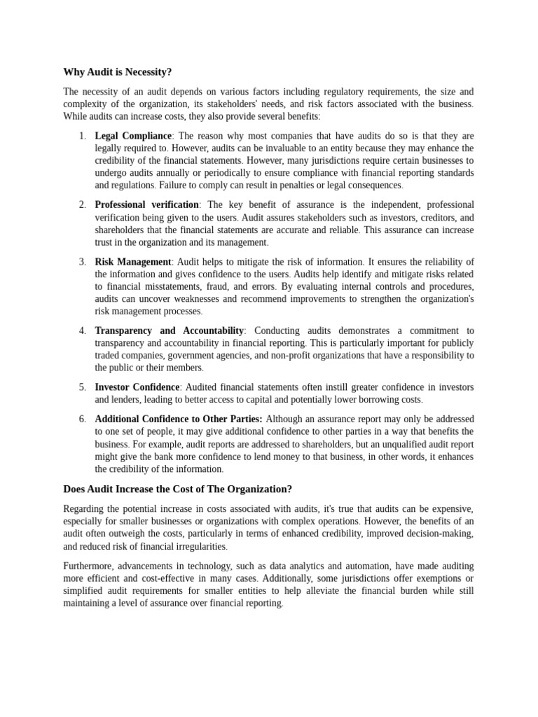 Audit (1) | PDF | Audit | Financial Statement