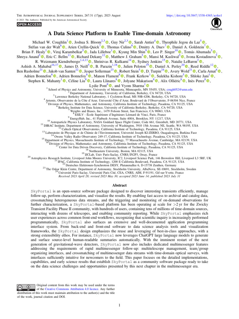 Coughlin 2023 ApJS 267 31 | PDF | Databases | Astronomy