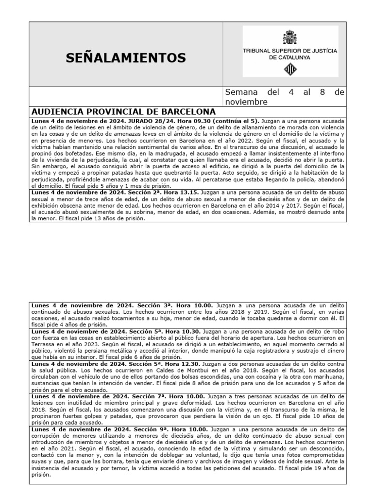 Señalamientos 4 A 8 Noviembre | PDF | Abuso sexual | Agresión sexual
