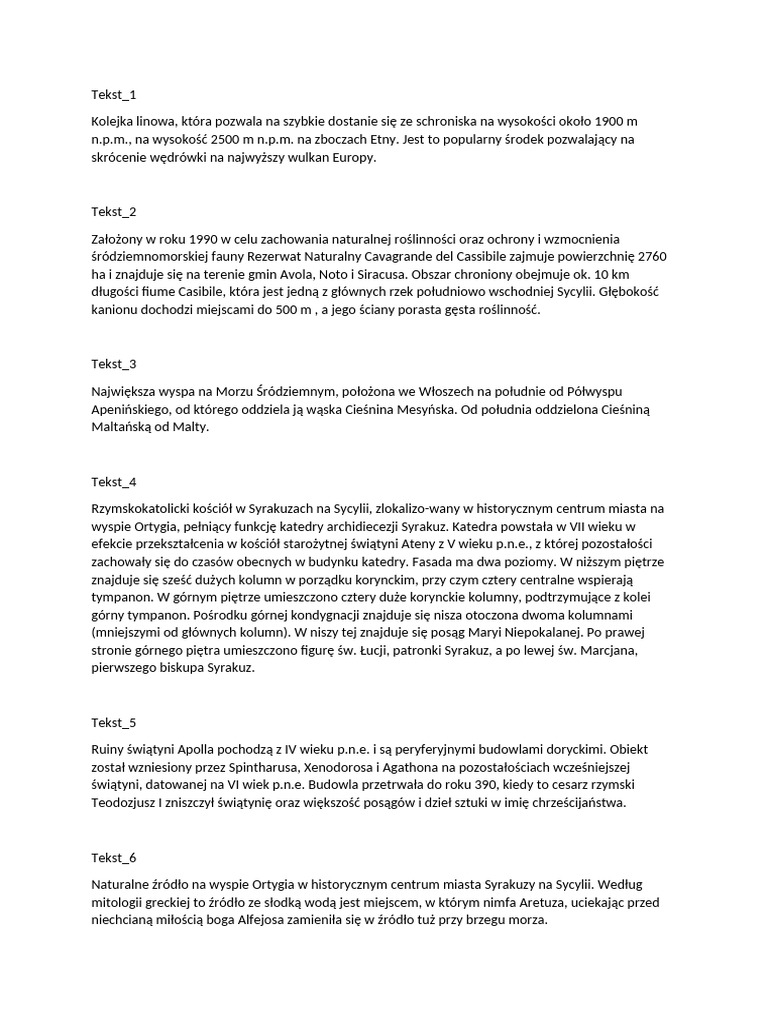 Sycylia Teksty | PDF