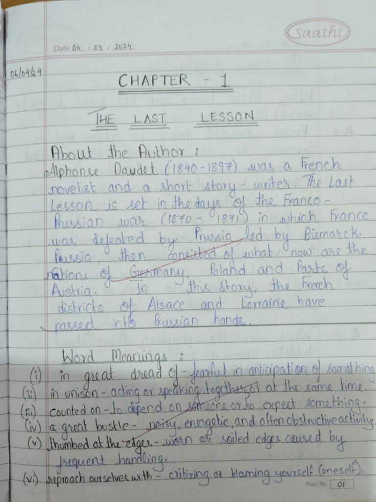 Chapter 1 The Last Lesson | PDF