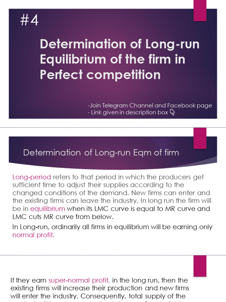 Eqm of Firm & Industry in PC 4 | PDF | Long Run And Short Run | Economic Equilibrium