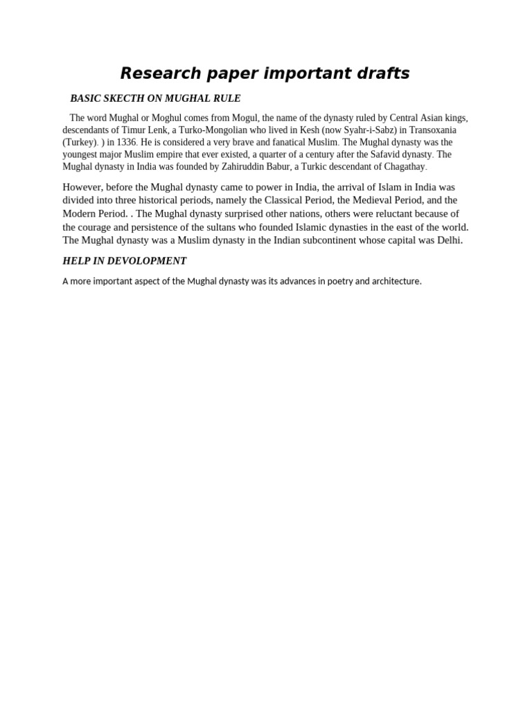 Research Paper Important Drafts | PDF