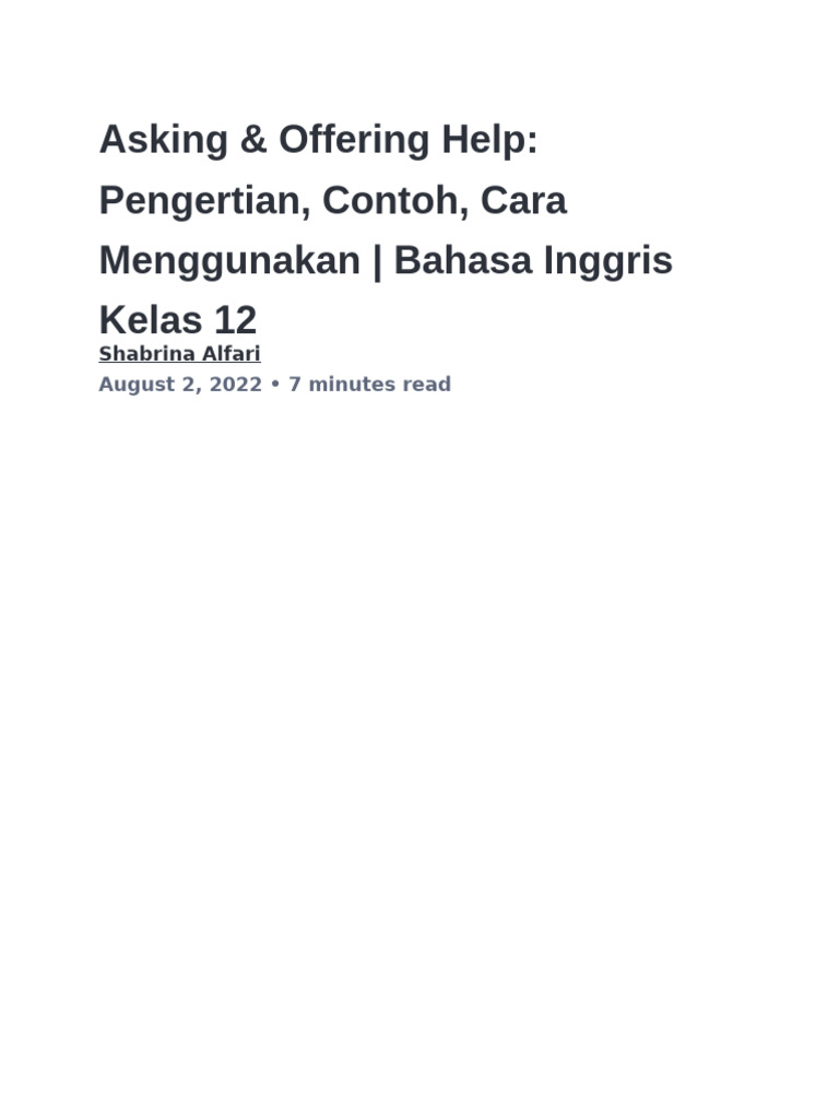 Asking and Ofering Help | PDF