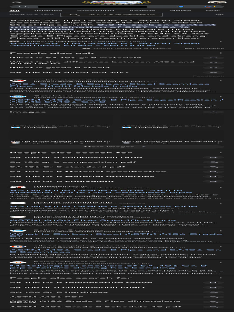 Sa 106 GR B Composition - Google Search | PDF | Steel | Chemical Substances