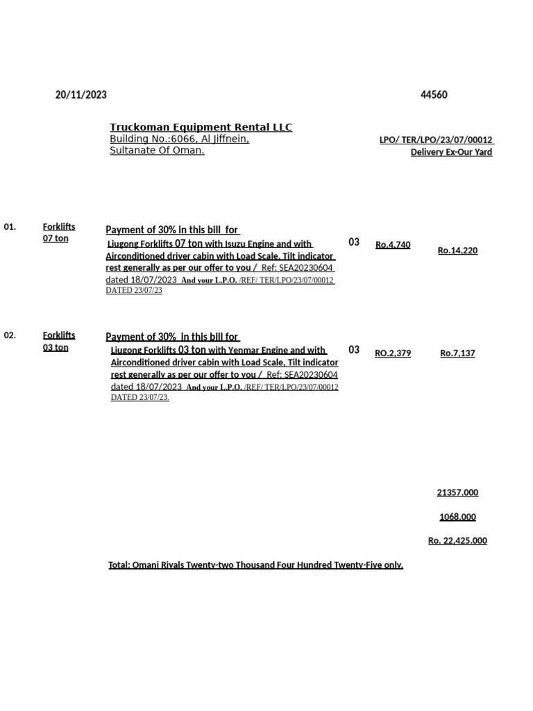 Invoice Format For Printer 57 2023 | PDF