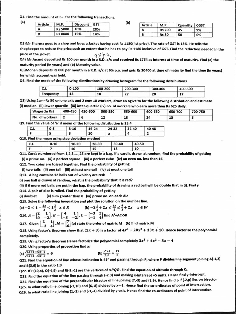 Revision Sheet For Pre-Board 1 | PDF