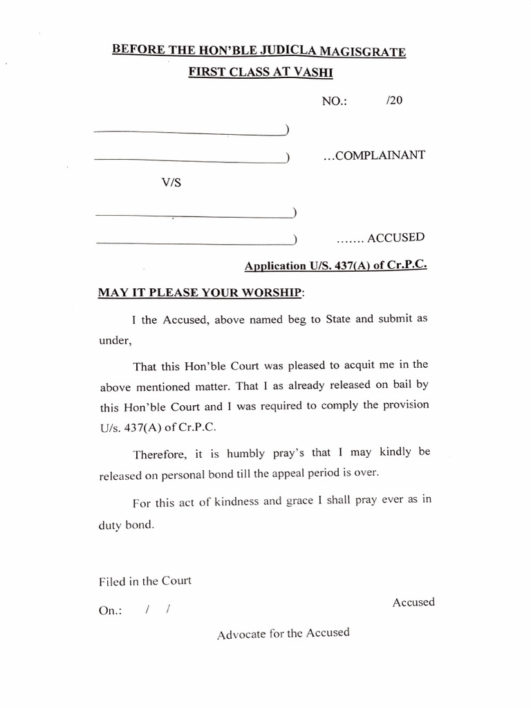 Application for Release on Personal Bond | PDF