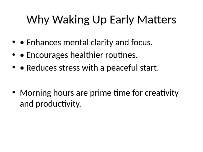 Waking Up Early Benefits | PDF
