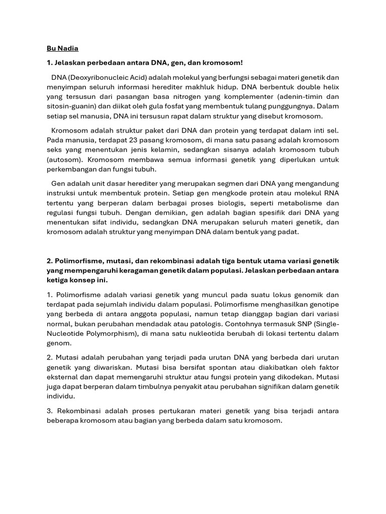 Soal UTS Farmakogenetik - Bu Nadia Dan Pak Kus | PDF