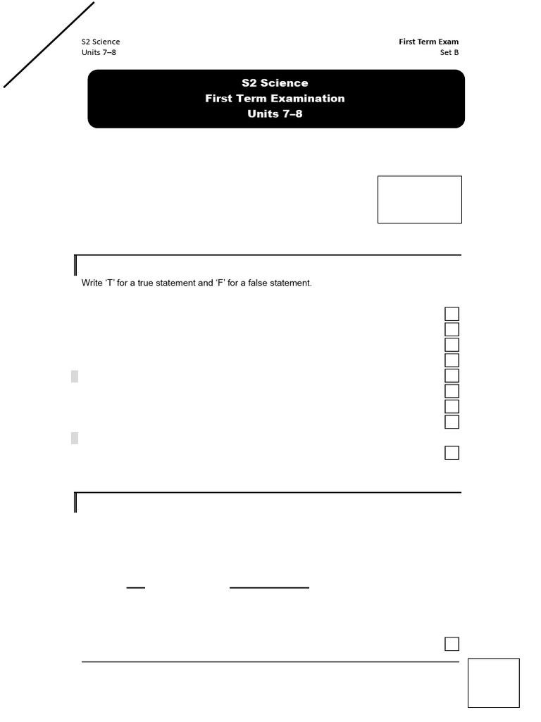 Scicent - 1st Term Exam - S2 - Set B - Final - R - e | PDF | Series And ...