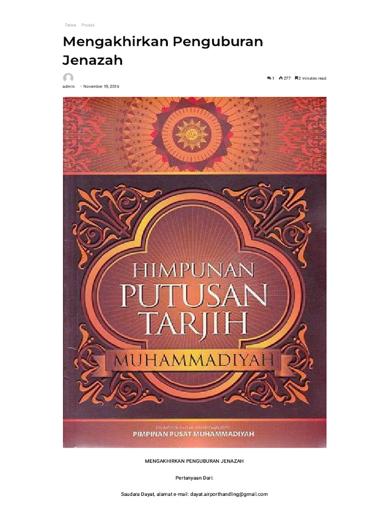 Mengakhirkan Penguburan Jenazah – MTT | PDF