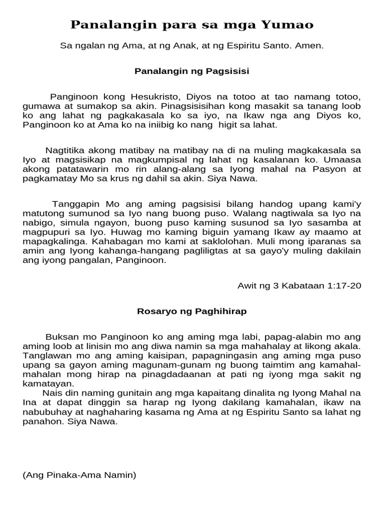 Panalangin para Sa Yumao | PDF
